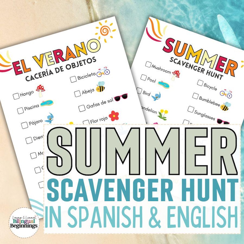 Summer Scavenger Hunt Printable in Spanish and English - Etsy