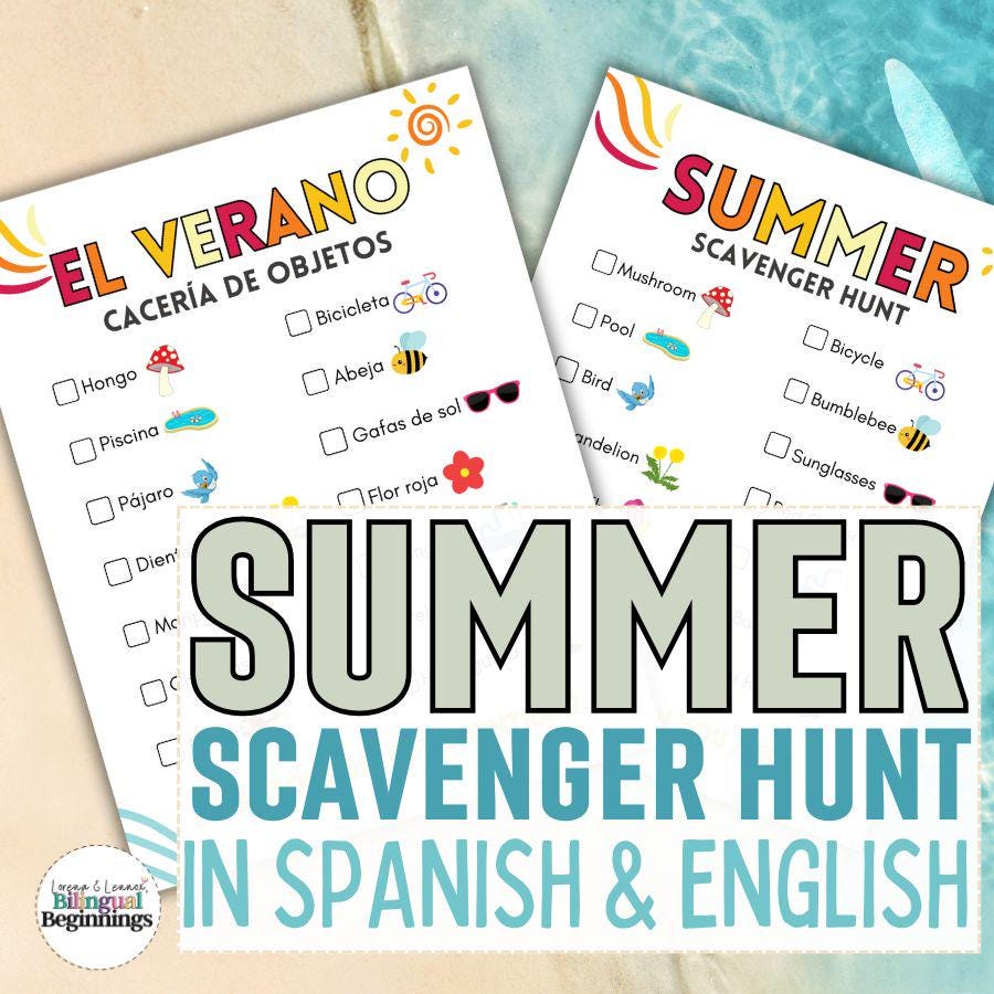 Summer Scavenger Hunt Printable in Spanish and English - Etsy
