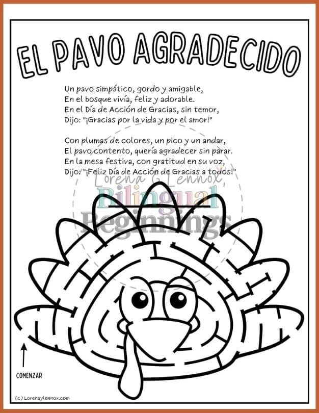 Thanksgiving Maze Printable in Spanish - Etsy
