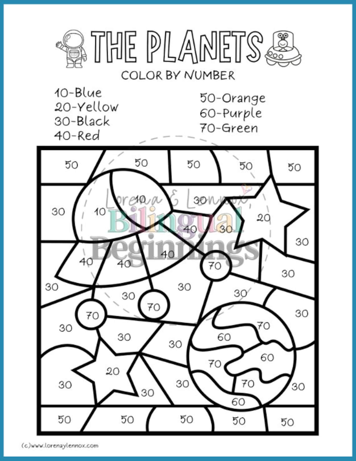 Space Color-by-number Printable Kit for Kids! - Etsy