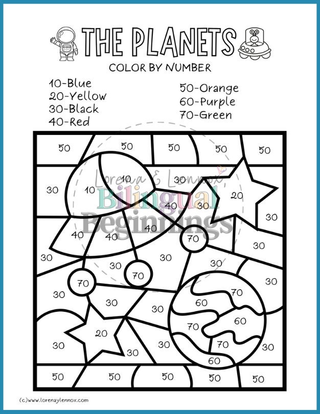 Space Color-by-number Printable Kit for Kids! - Etsy