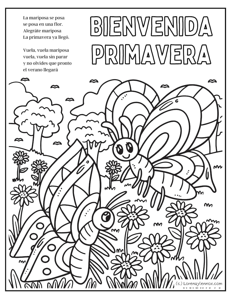 11 Spring Coloring Pages in Spanish - Etsy