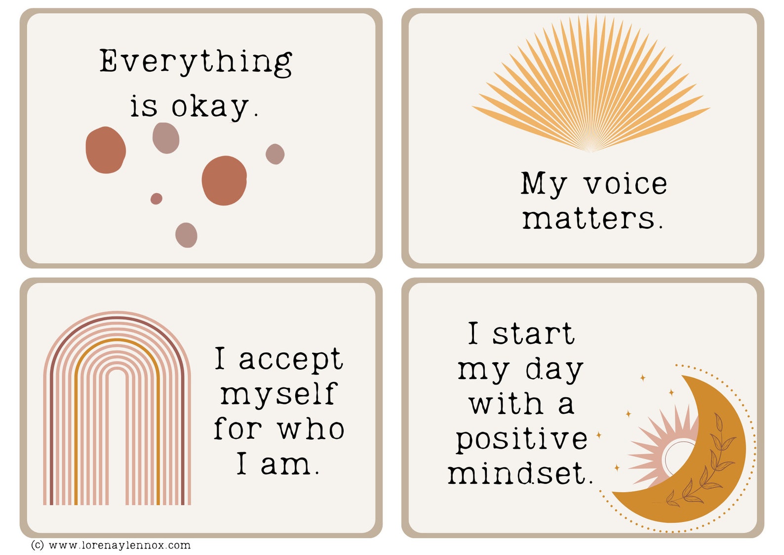 Bohemian-inspired Positive Affirmation Cards - Set of 40 Printable ...