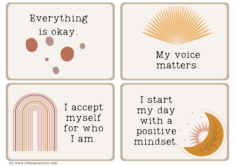 Bohemian-inspired Positive Affirmation Cards - Set of 40 Printable ...