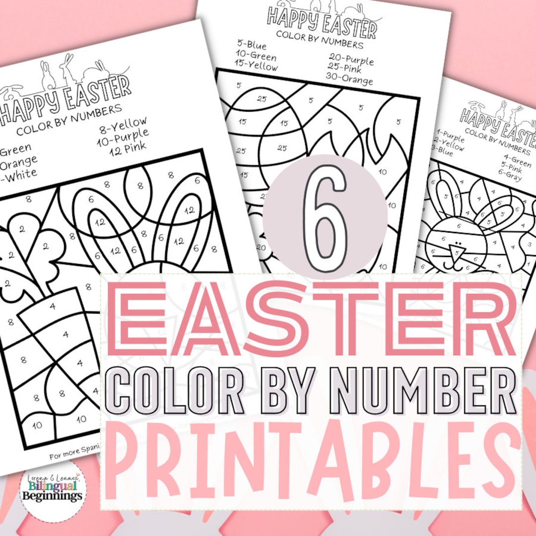 Easter Color by Number Printables (ENGLISH) - Etsy