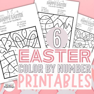 Easter Color by Number Printables (ENGLISH) - Etsy