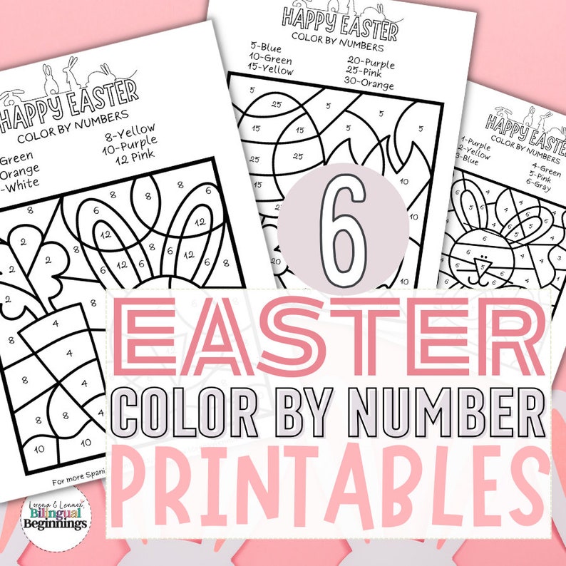 Easter Color by Number Printables (ENGLISH) - Etsy