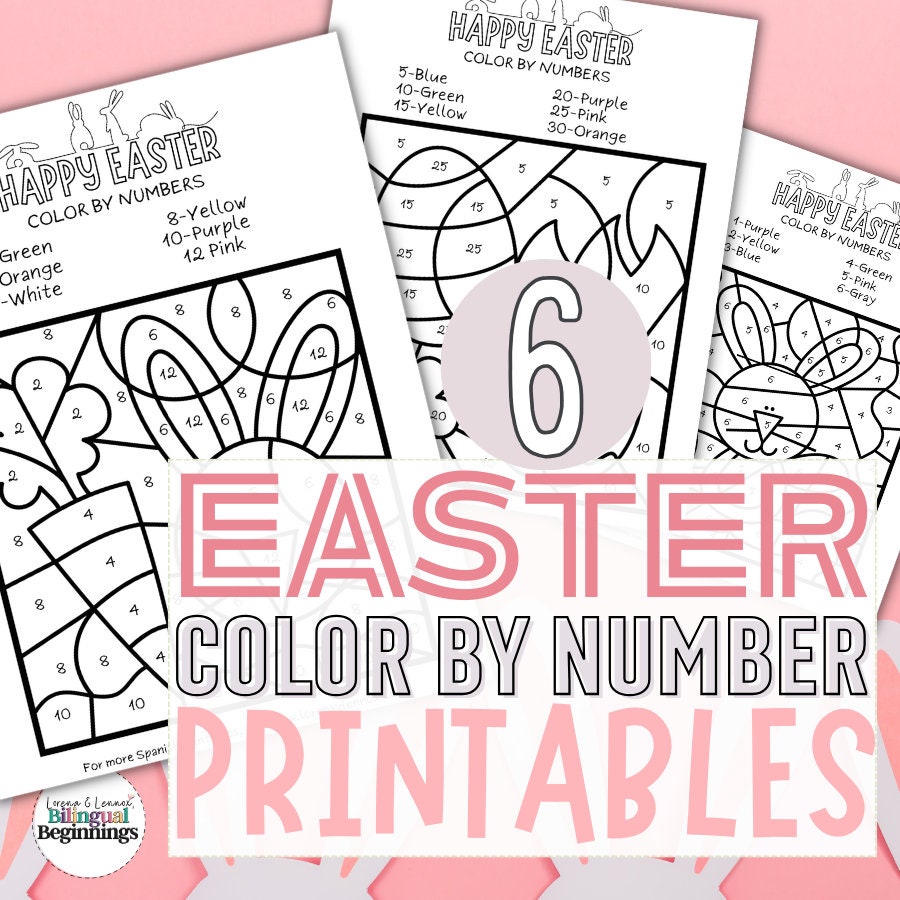 Easter Color by Number Printables (ENGLISH) - Etsy
