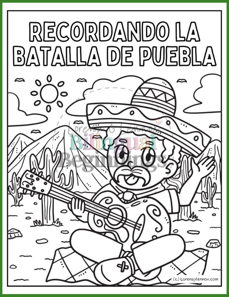 6 Cinco De Mayo Bilingual Coloring Pages - Etsy