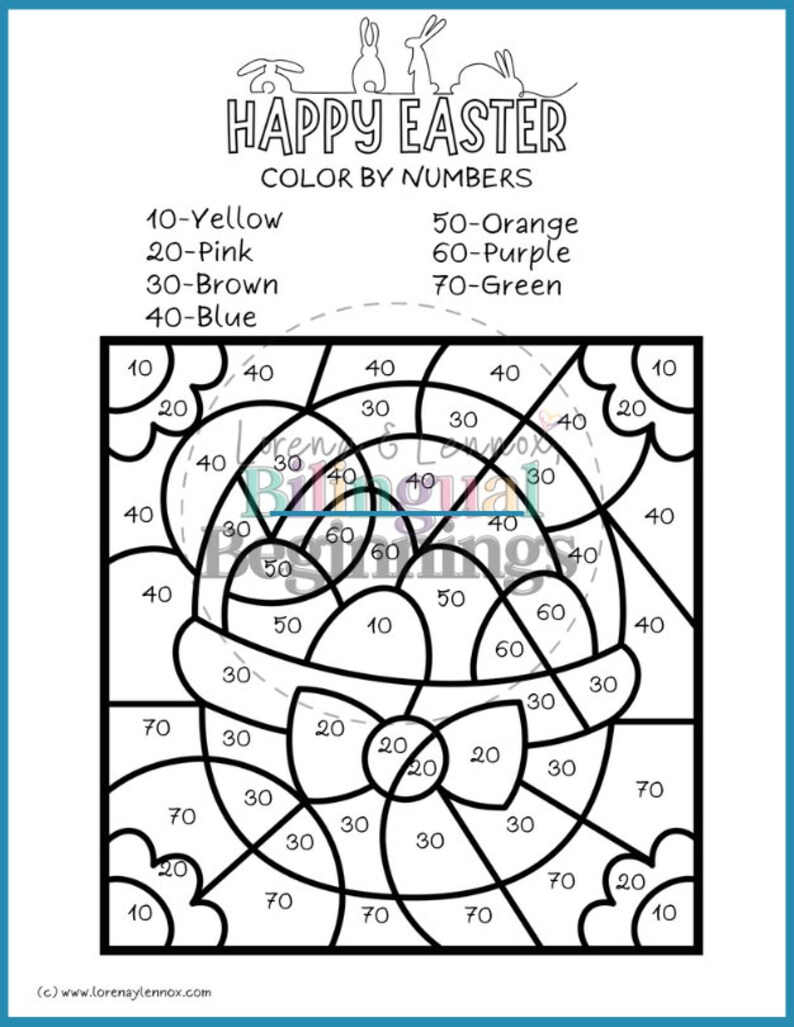Easter Color by Number Printables (ENGLISH) - Etsy