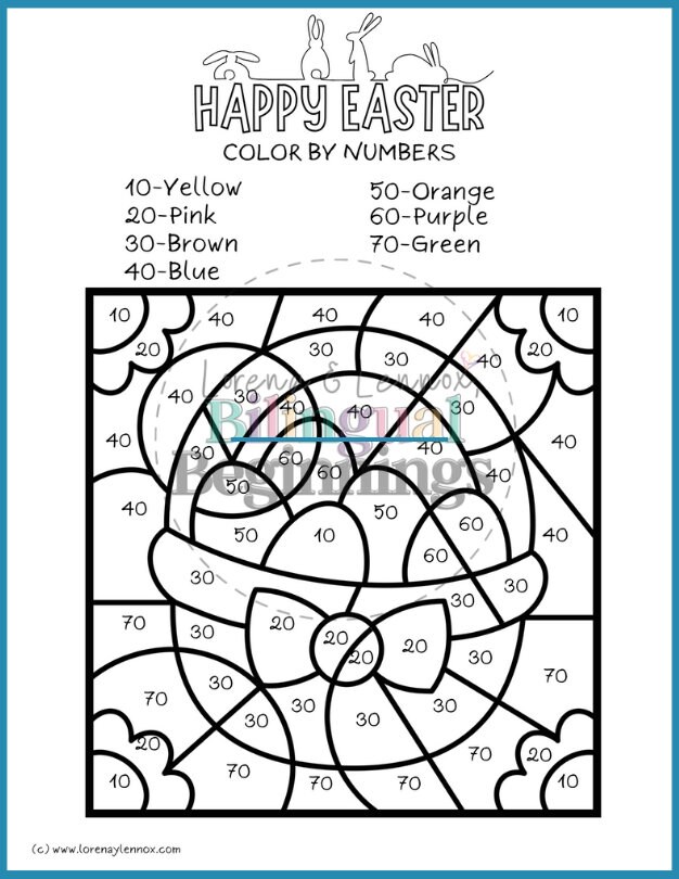 Easter Color by Number Printables (ENGLISH) - Etsy