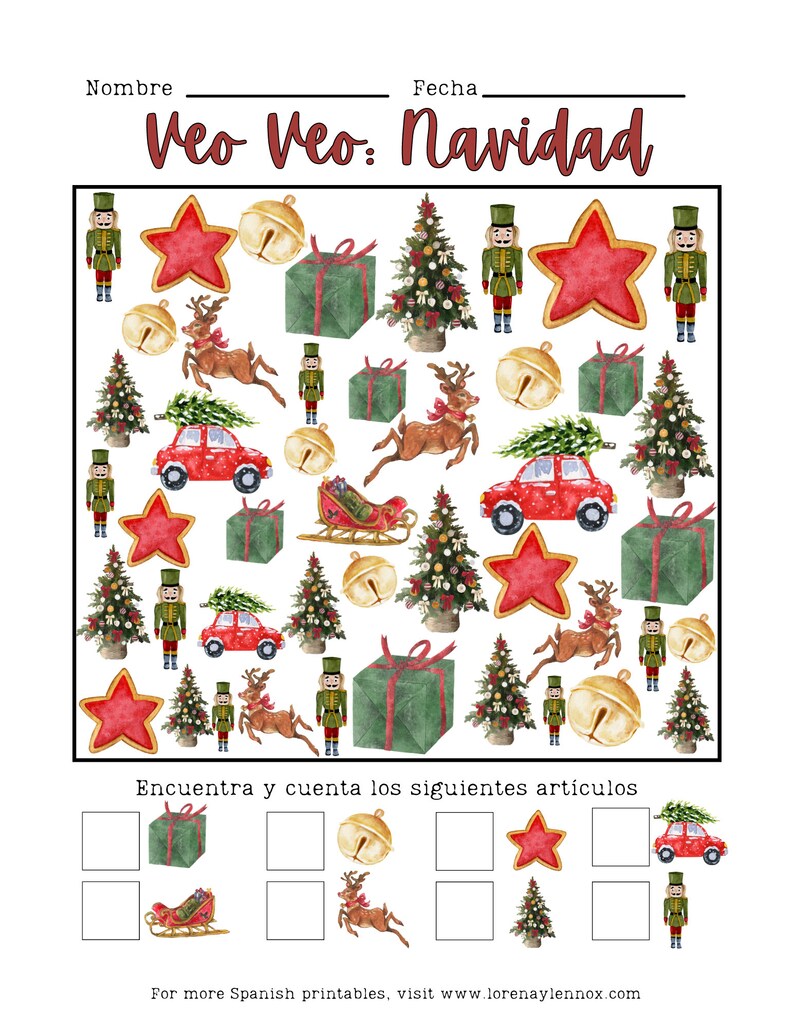 Christmas I Spy Printable in Spanish - Etsy