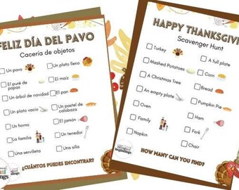 Spanish & English Thanksgiving Scavenger Hunt, Búsqueda Del Tesoro Día ...