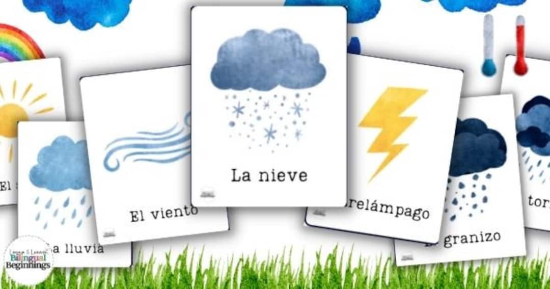 Weather Flashcards in Spanish - Etsy