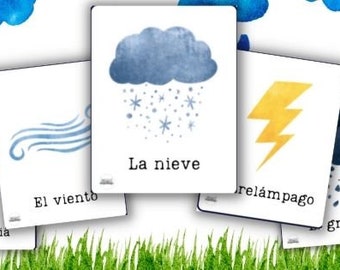 Weather Flashcards in Spanish / Clima En Espanol - Etsy