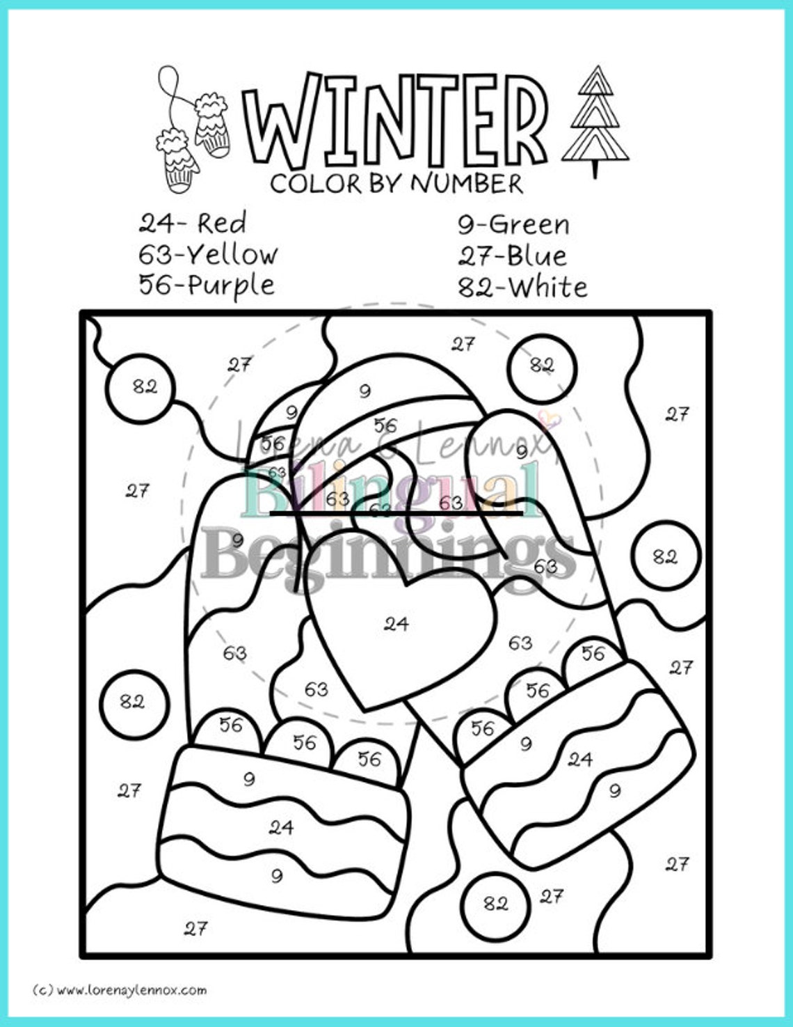 Winter Color by Number Printables - Etsy
