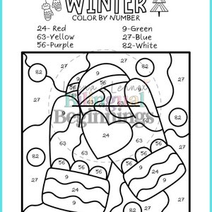 Winter Color by Number Printables - Etsy