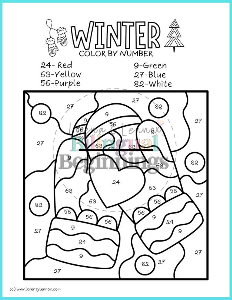 Winter Color by Number Printables - Etsy