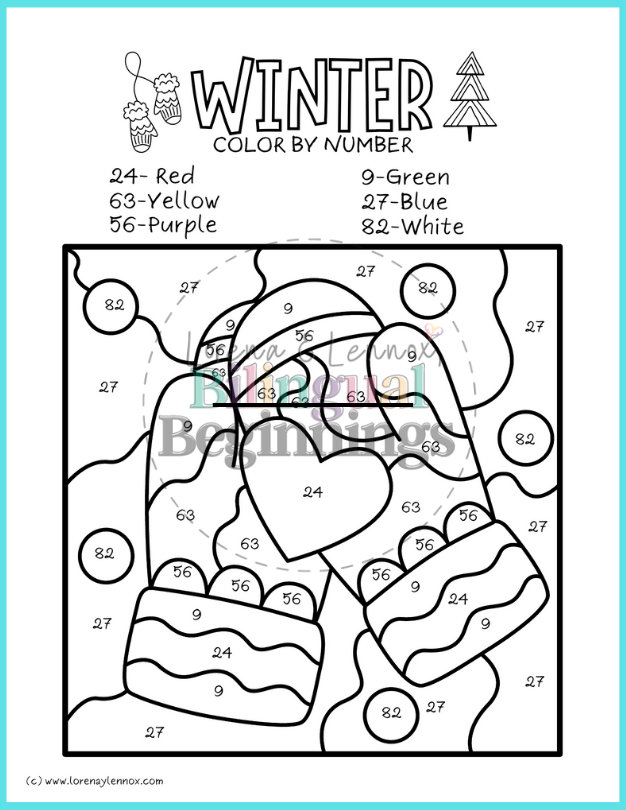 Winter Color by Number Printables - Etsy
