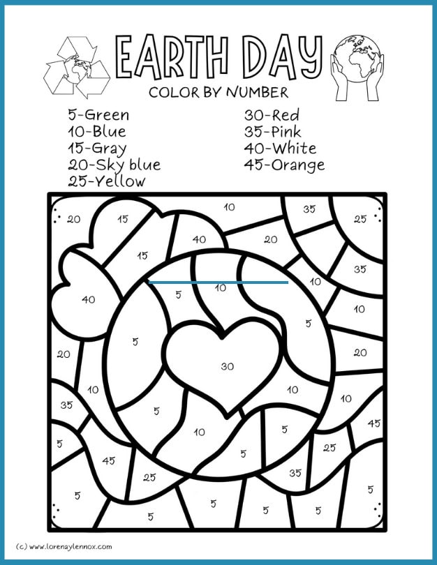 Earth Day Color by Number Printables - English Edition - Etsy