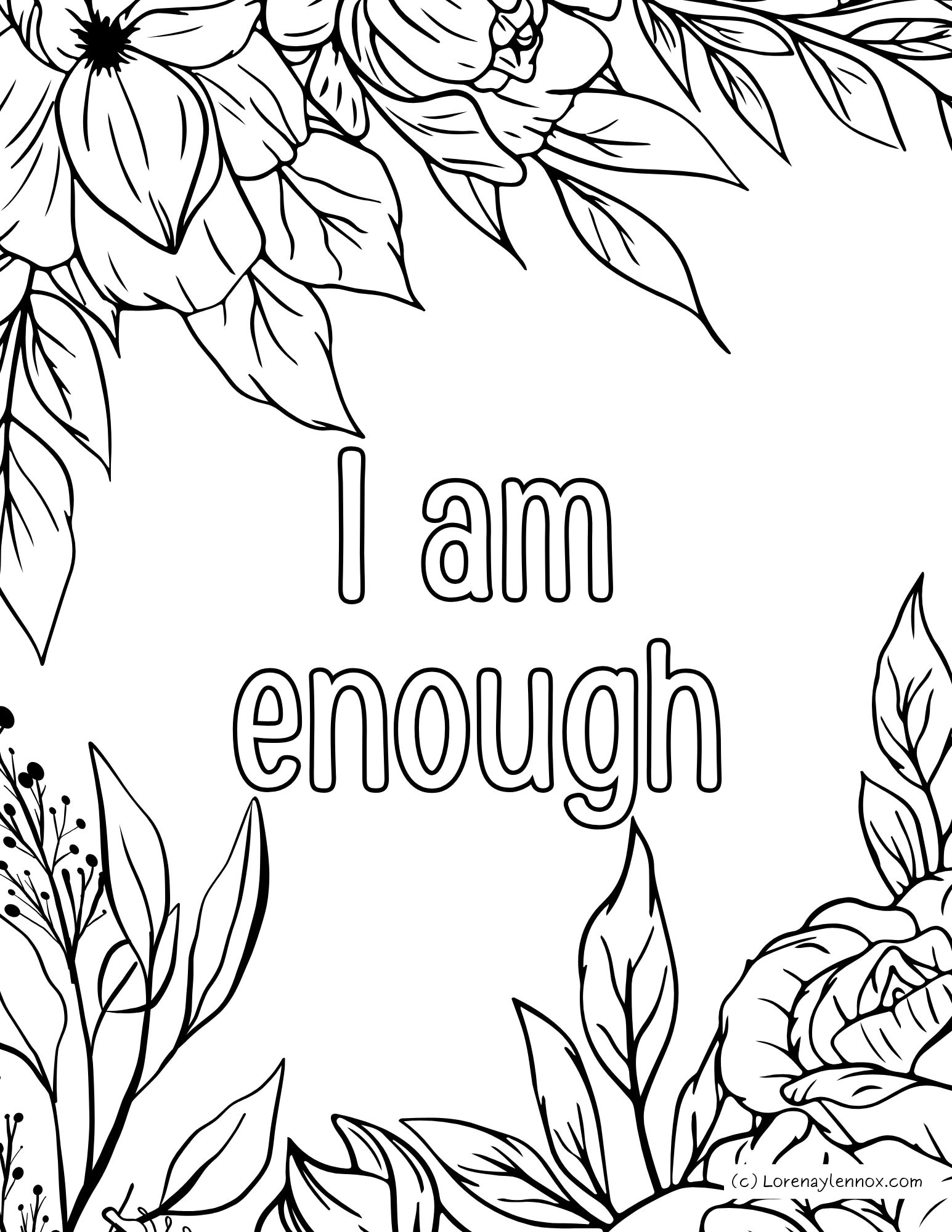 Empowerment Coloring Pages - Set of 9 Positive Affirmations for Mindful ...