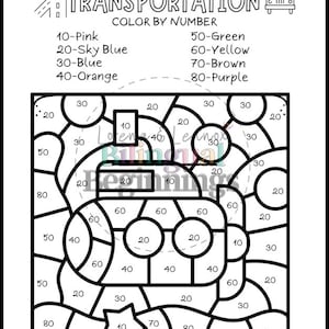 Transportation-themed Color by Number Printables - Engaging Educational ...