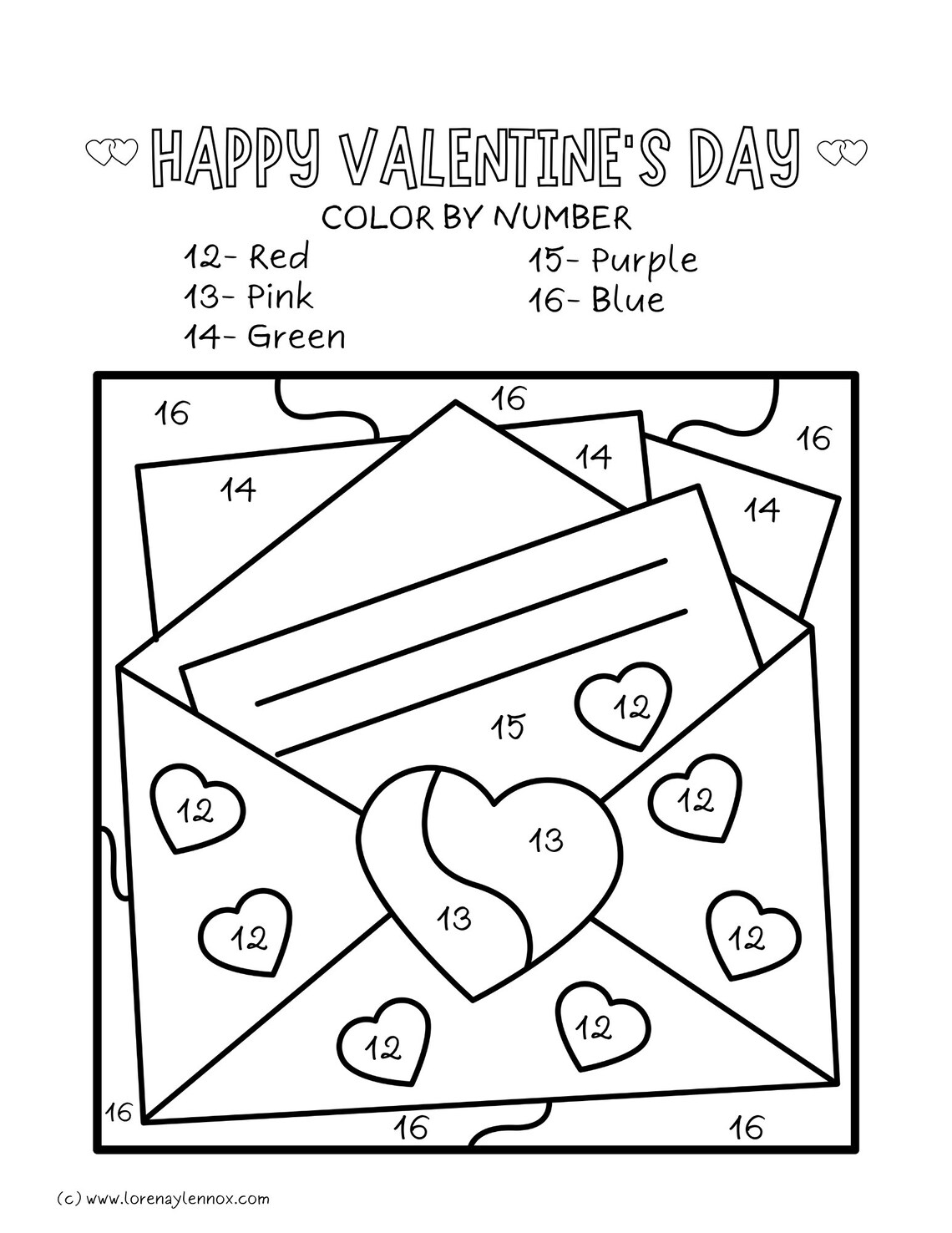 Valentine's Day Color by Number Printables (ENGLISH) - Etsy