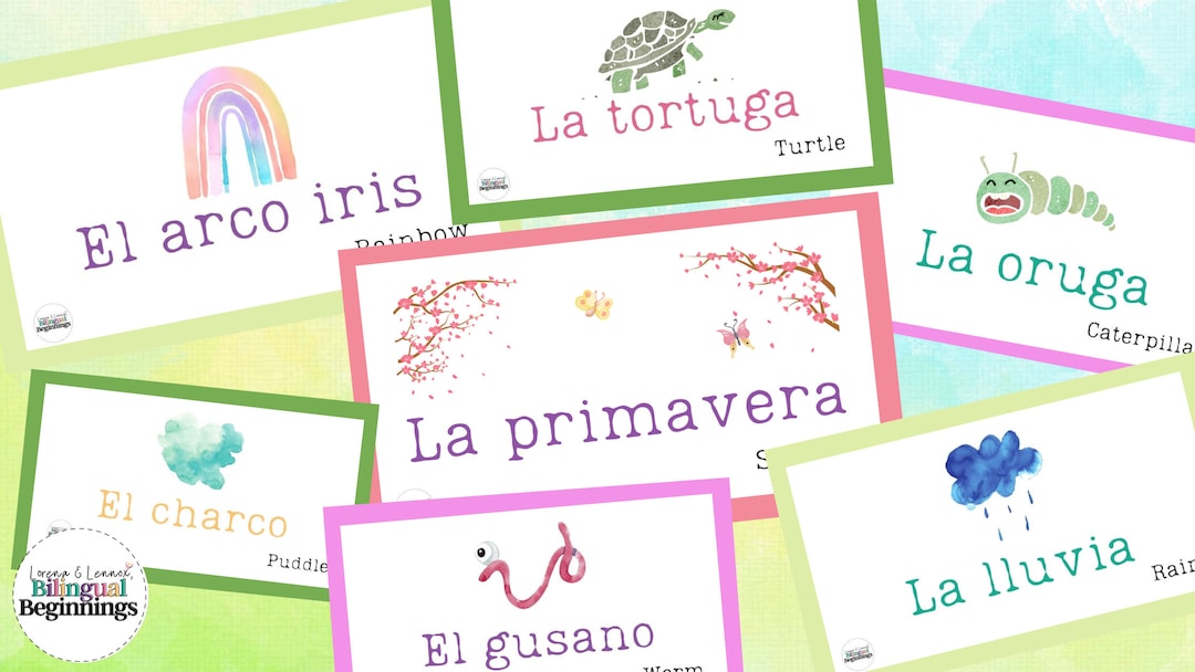 Spring Flashcards in Spanish - Etsy