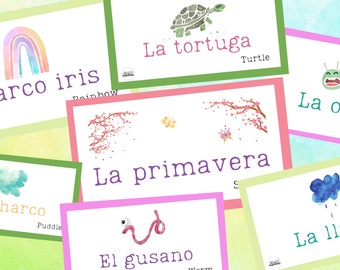 Back to School Flashcards in Spanish 23 Watercolor Cards - Etsy