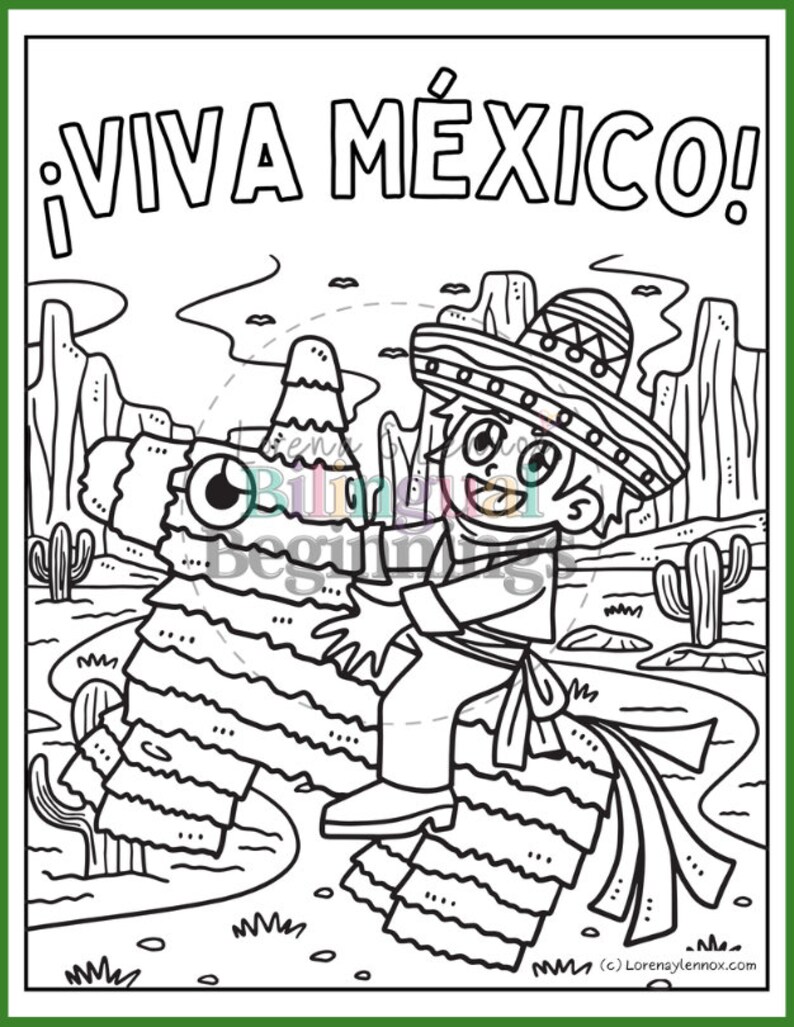 6 Cinco De Mayo Bilingual Coloring Pages - Etsy