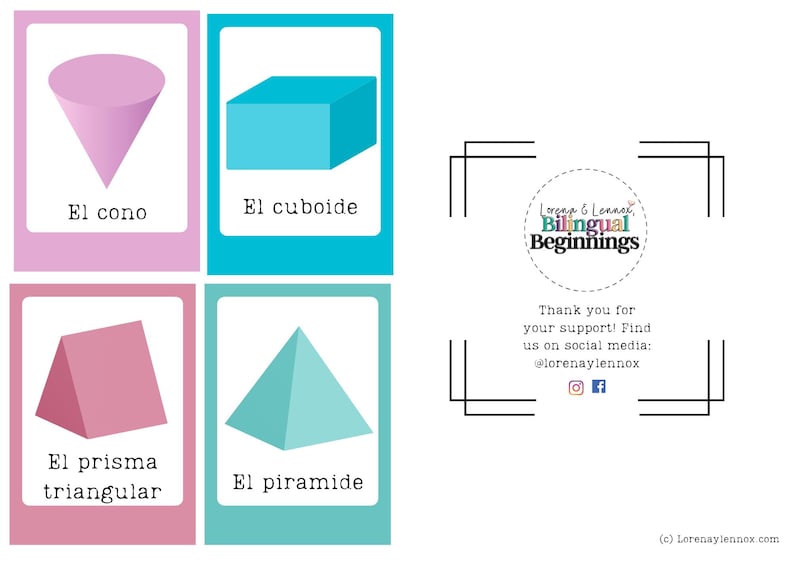 20 Shape Flashcards in Spanish - Etsy