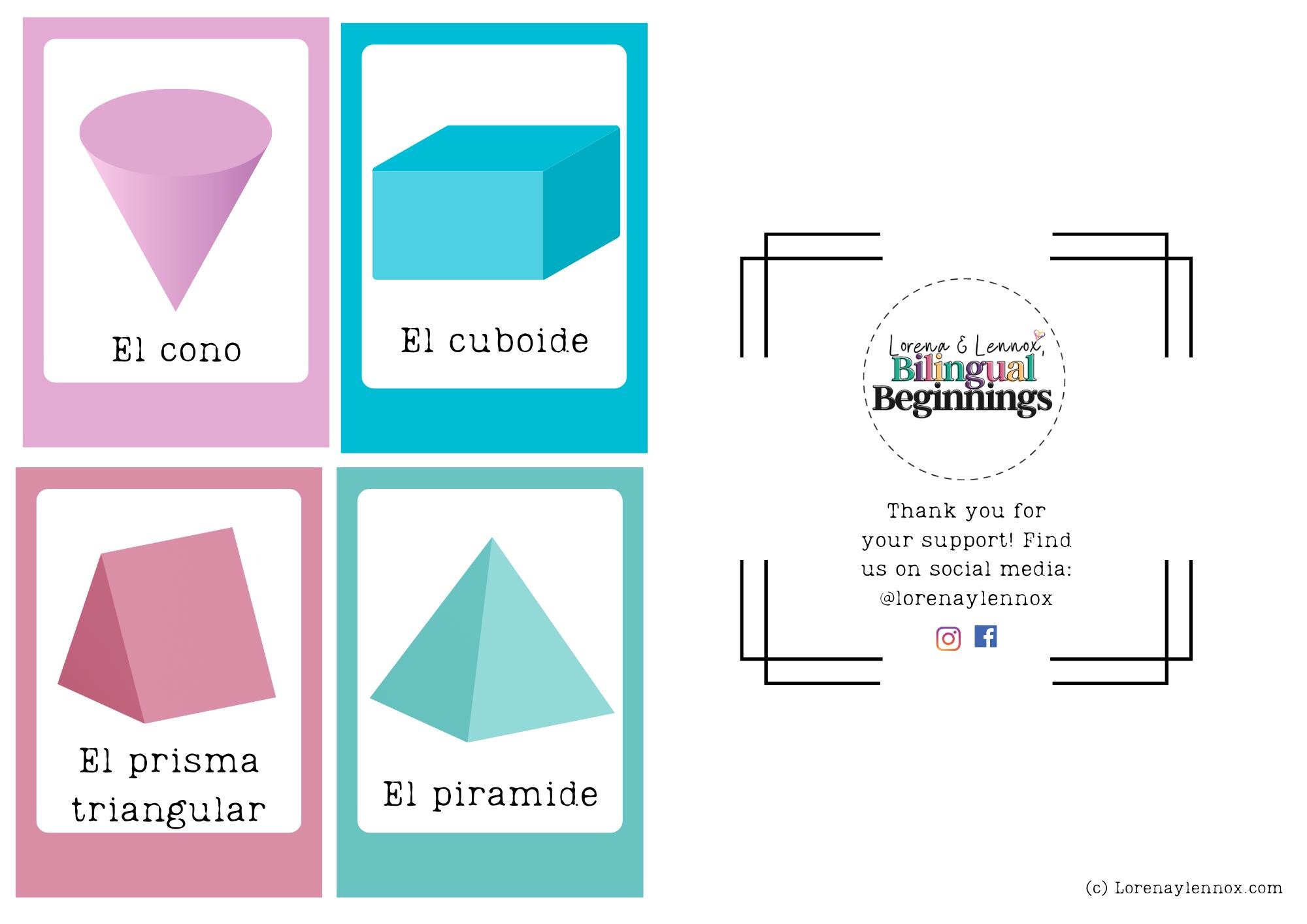 20 Shape Flashcards in Spanish - Etsy