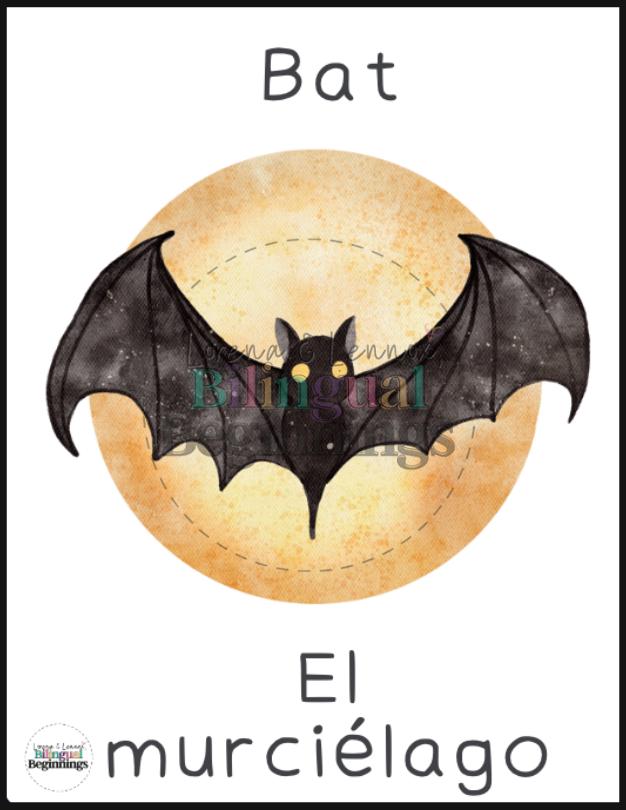 30 Bilingual Halloween Flashcards in Spanish and English | Halloween ...