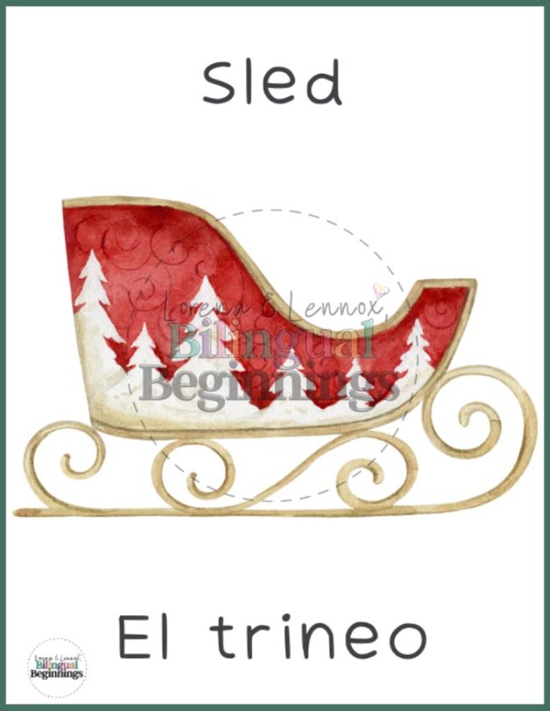 32 Bilingual Christmas Flashcards in Spanish - Etsy
