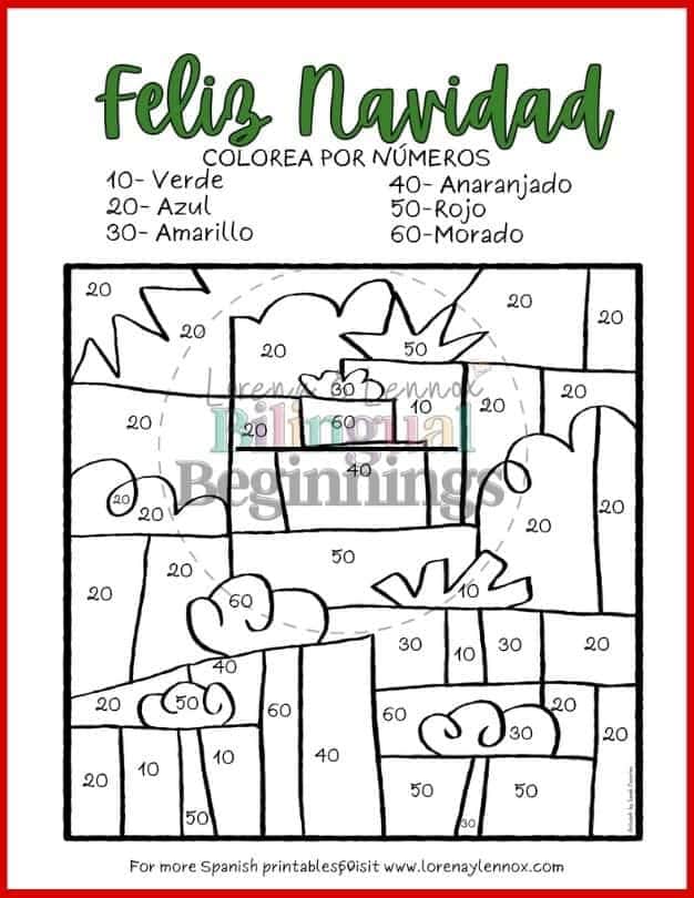 Christmas Color by Number Coloring Pages in Spanish - Etsy