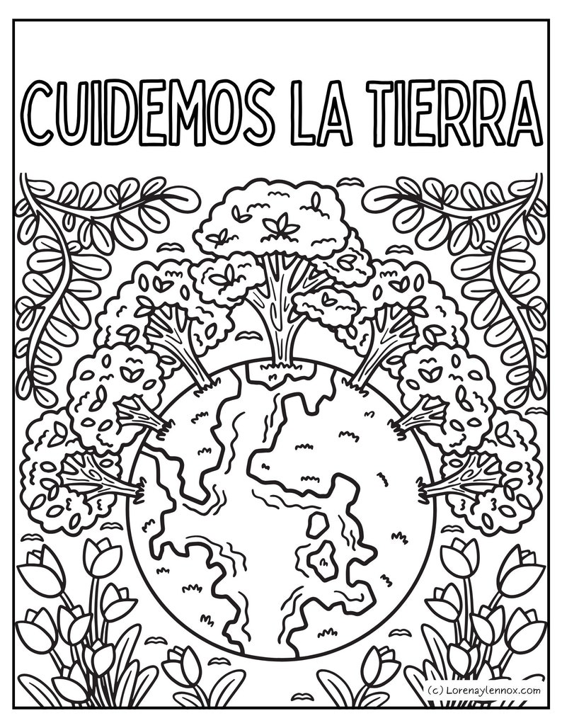 10 Earth Day Coloring Pages in Spanish - Etsy