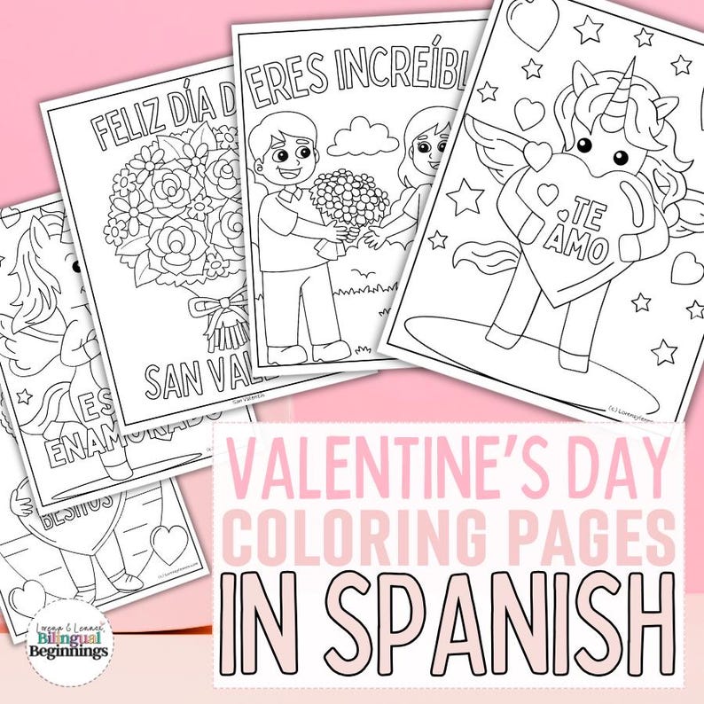 Valentine's Day Coloring Pages in Spanish - Etsy