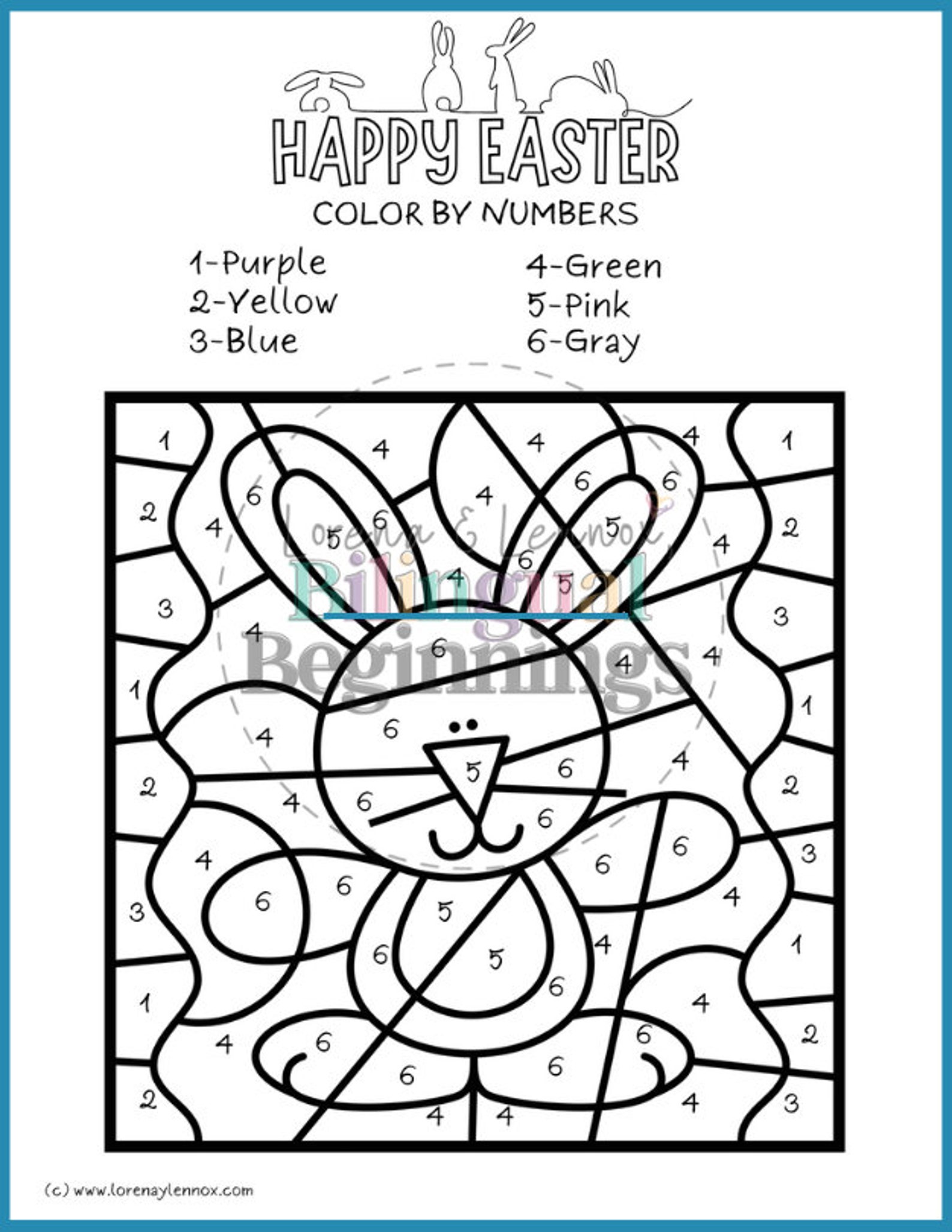 Easter Color by Number Printables (ENGLISH) - Etsy