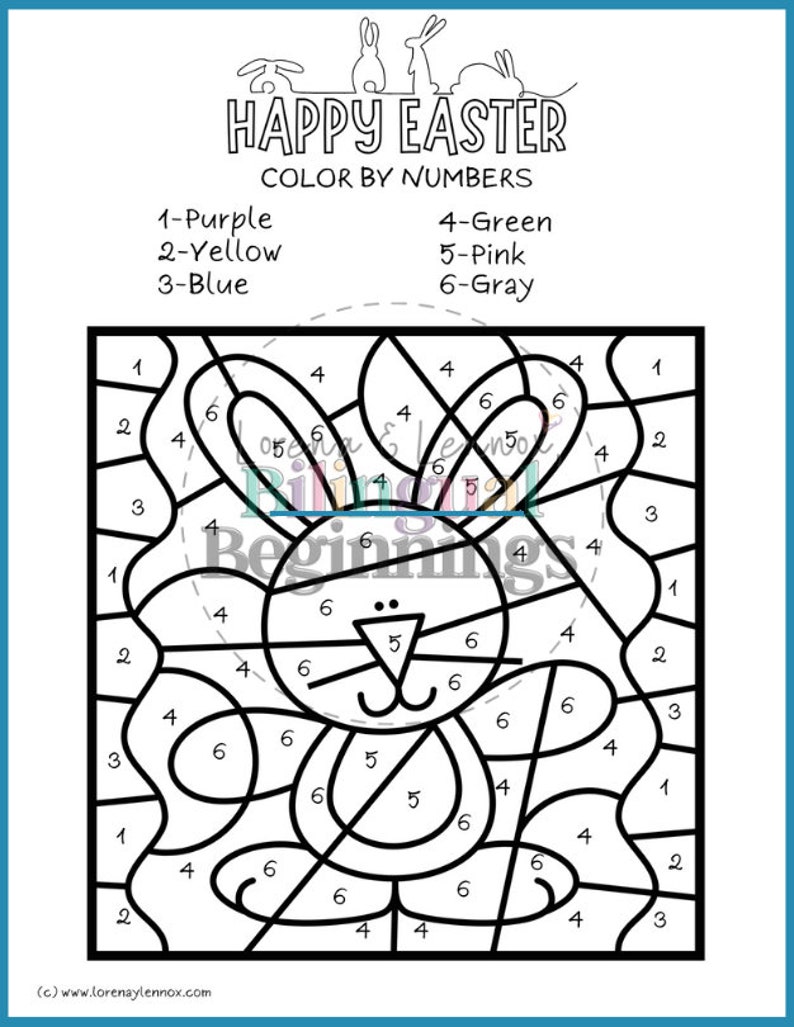 Easter Color by Number Printables (ENGLISH) - Etsy
