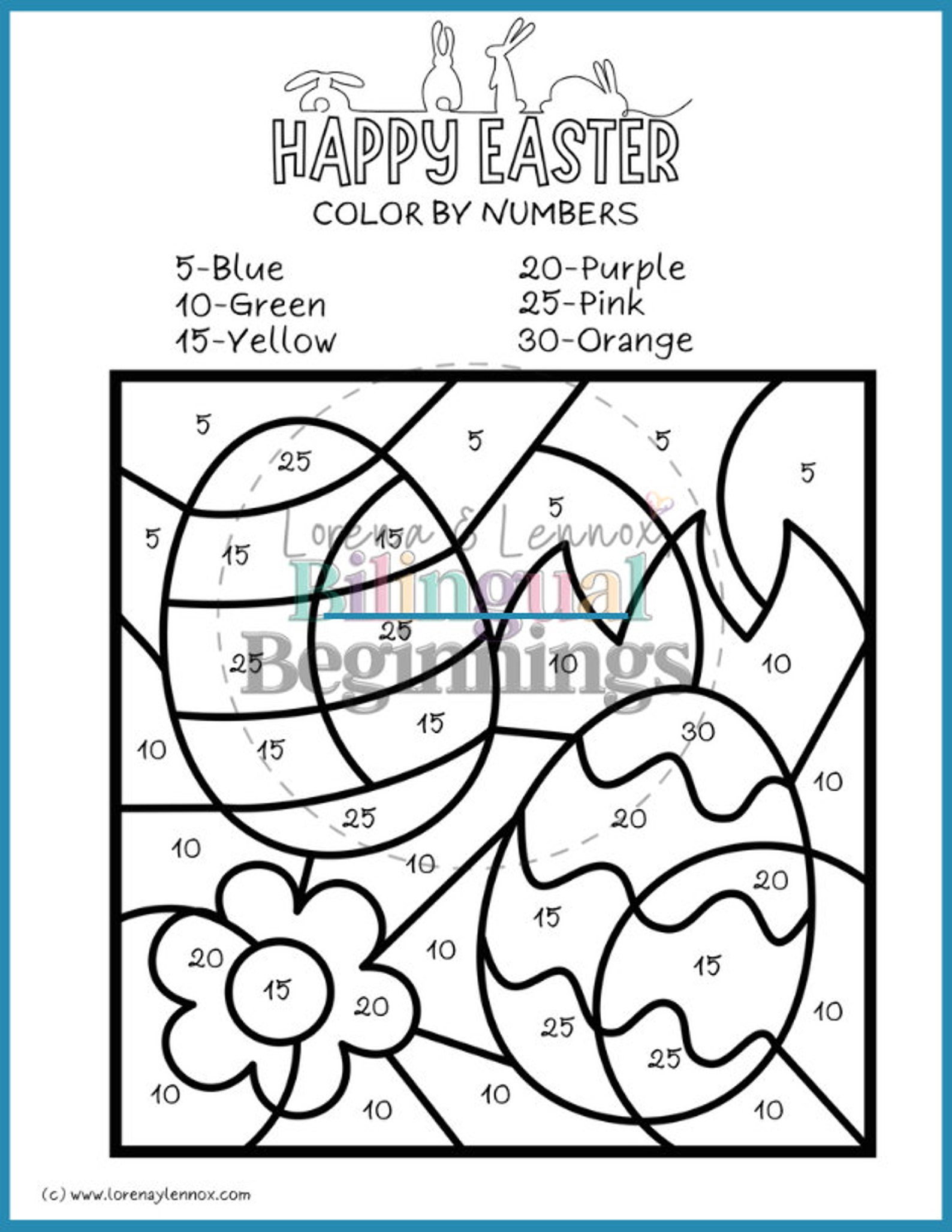 Easter Color by Number Printables (ENGLISH) - Etsy