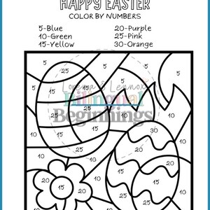 Easter Color by Number Printables (ENGLISH) - Etsy
