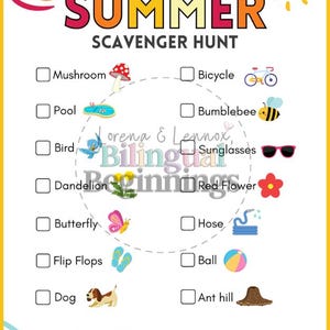 Summer Scavenger Hunt Printable in Spanish and English - Etsy