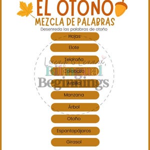 Fall Word Scramble in Spanish - Etsy