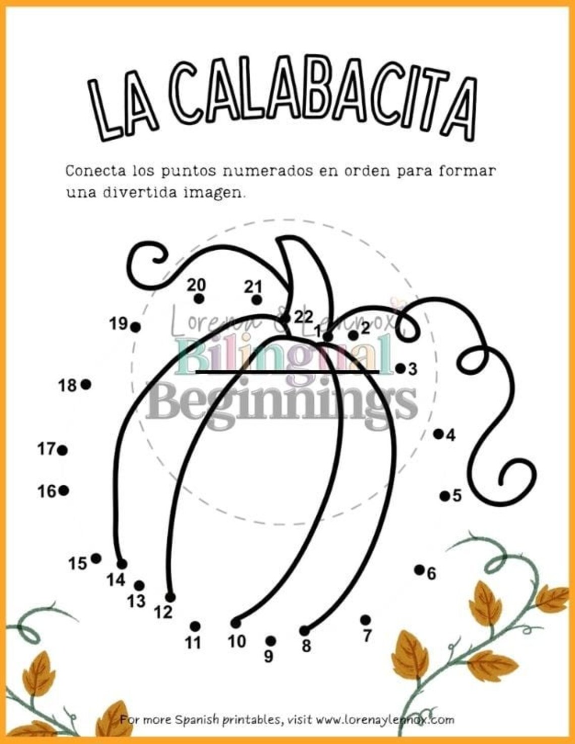 5 Thanksgiving Dot to Dot Printable Worksheets in Spanish - Etsy