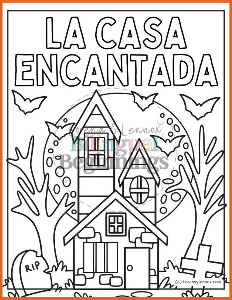 10 Halloween Coloring Pages in Spanish - Etsy