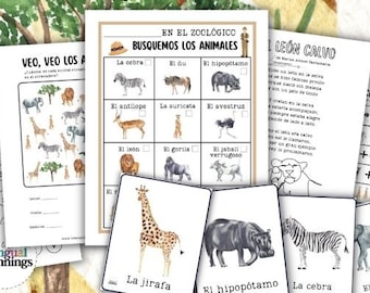 Tarjetas de animales del zoológico imprimibles para niños inglés ...