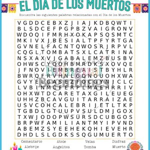 Day of the Dead Word Search in Spanish - Etsy