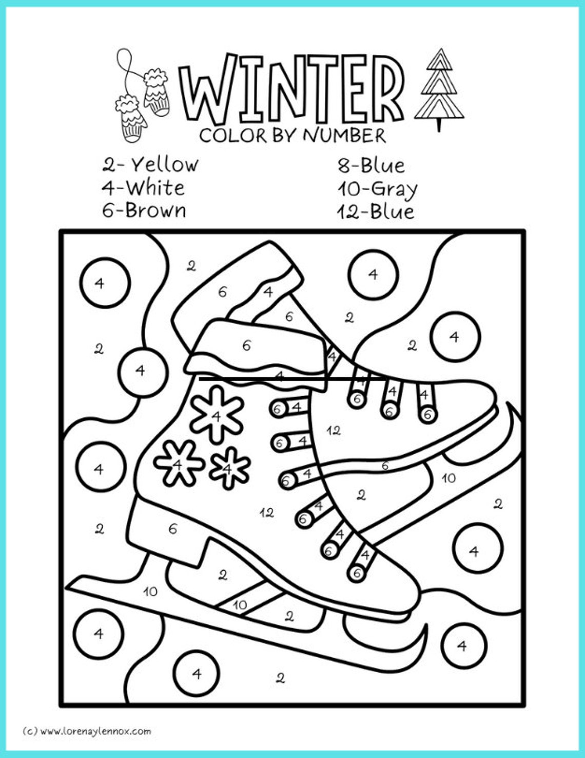 Winter Color by Number Printables - Etsy