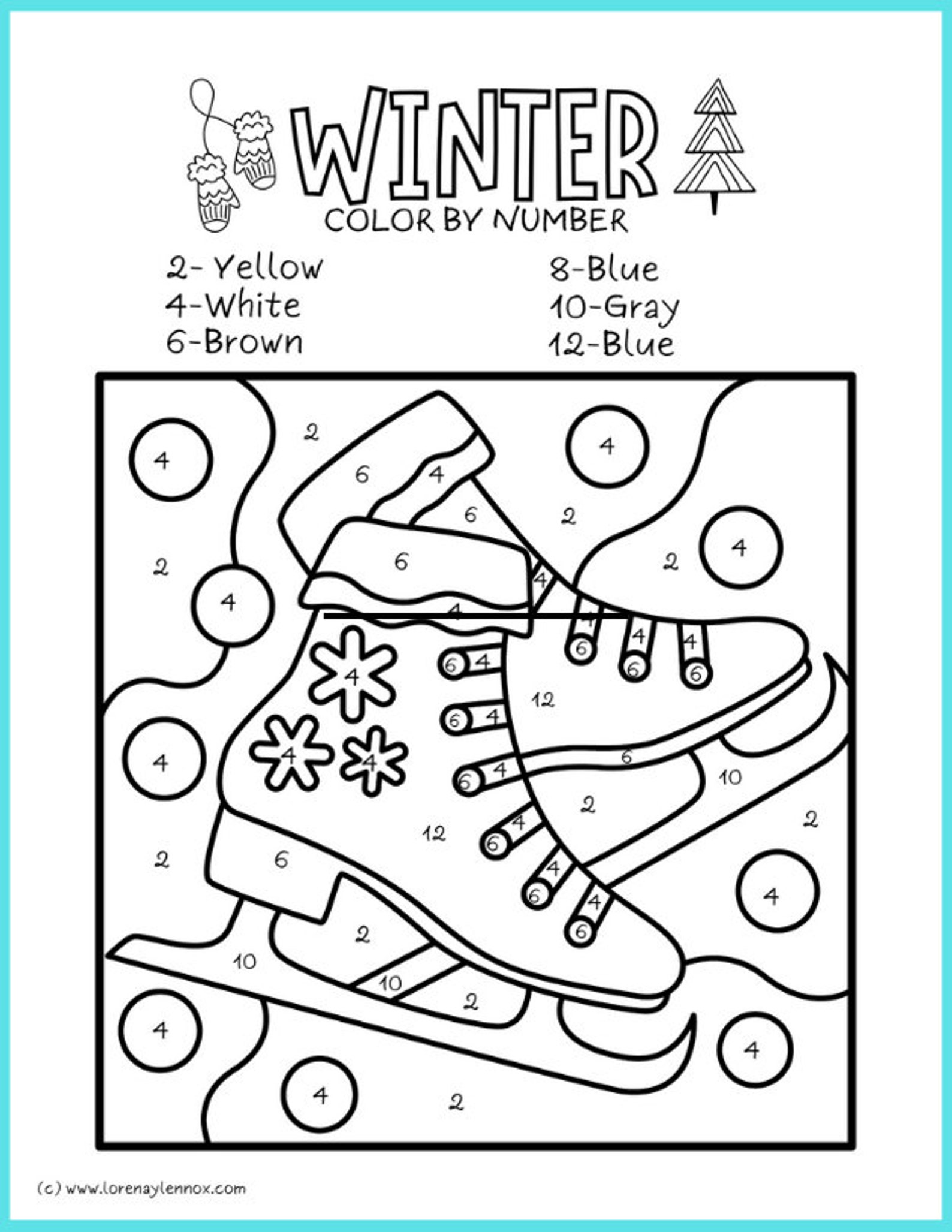 Winter Color by Number Printables - Etsy