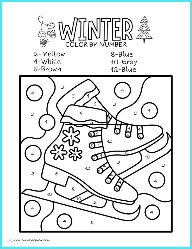 Winter Color by Number Printables - Etsy